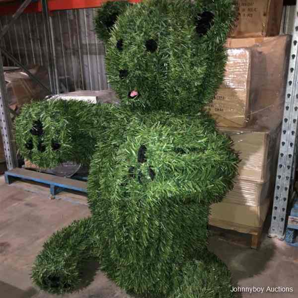 Very Large Teddy Bear Steel Framed Topiary Synthetic Green Grass Sculp ...